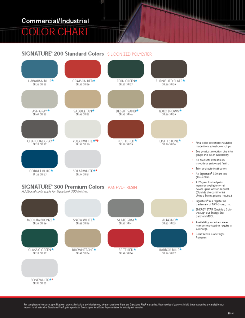 Color Charts - Commercial and Architectural #1